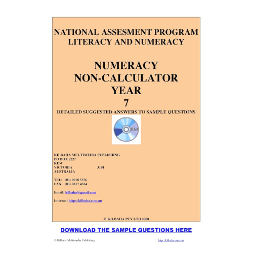 Year 7 Sample 2008 Numeracy Non-Calculator - Answers